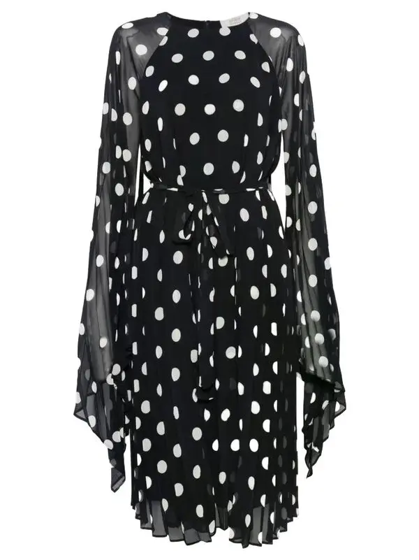 Marina Rinaldi Mrealbore Polka-dot Pleated Midi Dress - Black