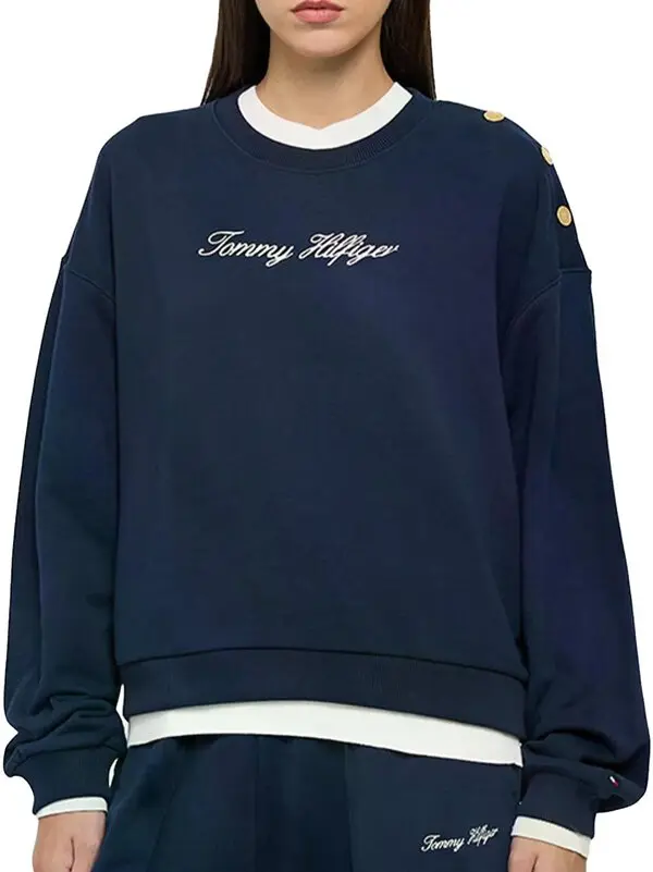Tommy Hilfiger Button-embellished Sweatshirt - Blue