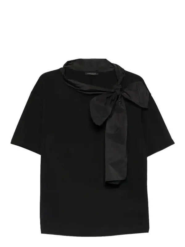 Marina Rinaldi Bow-detail T-shirt - Black