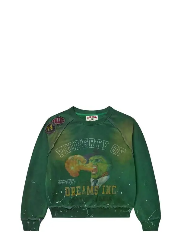 VALE Distressed Graphic Sweatshirt - Green