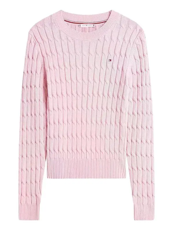 Tommy Hilfiger Cable-knit Round-neck Sweater - Pink