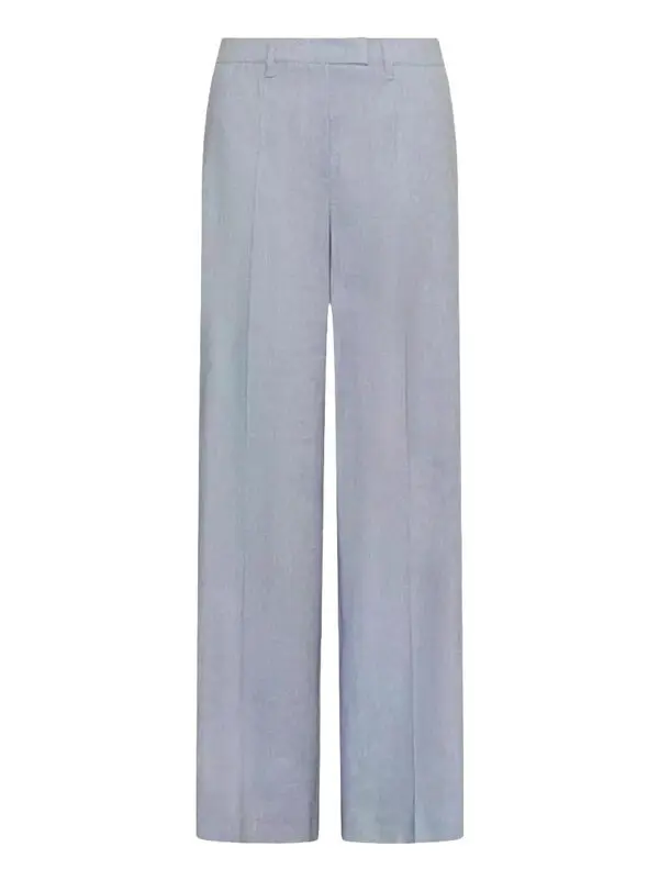 Marella Herringbone Palazzo Trousers - Blue