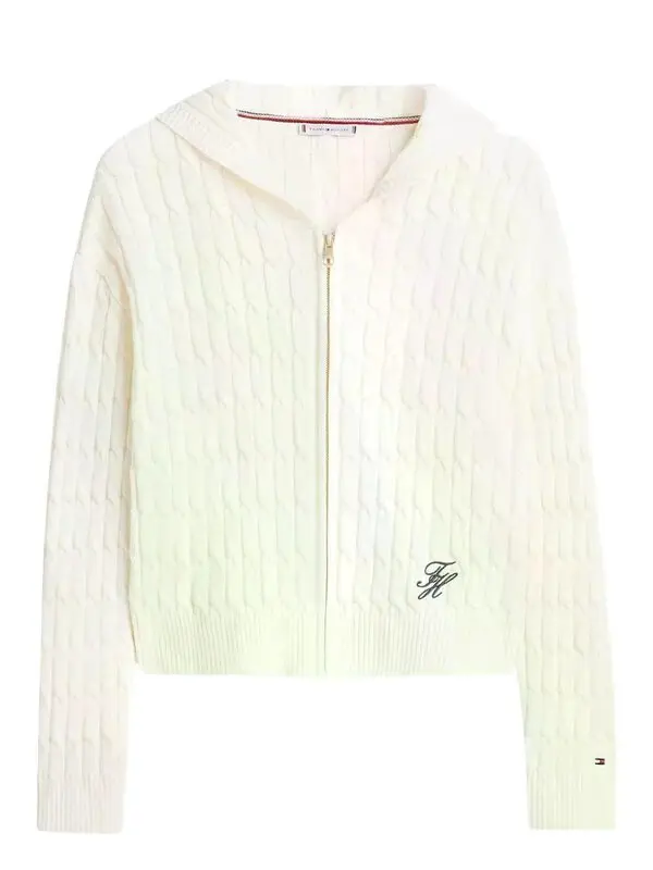Tommy Hilfiger Hooded Cable Knit Sweater - White
