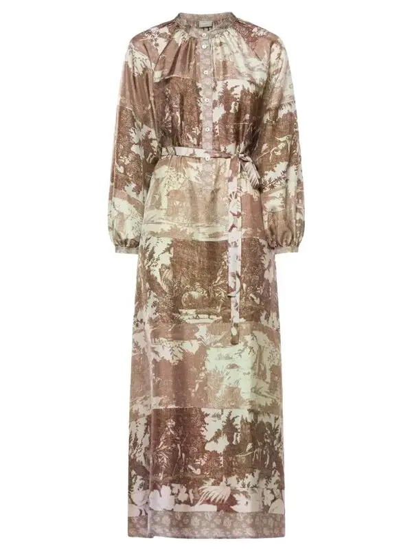 PIERRE-LOUIS MASCIA Aloe Gathered-detail Midi Shirt Dress - Brown