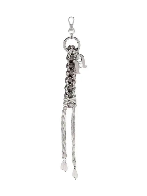 Rosantica Braided Crystal-embellished Bag Charm - Silver