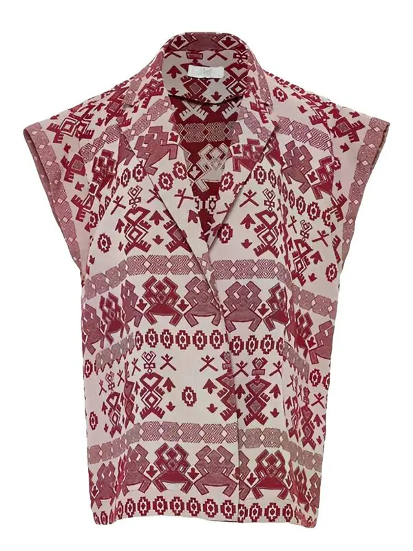 Devotion Patterned Belted Jacket - Red