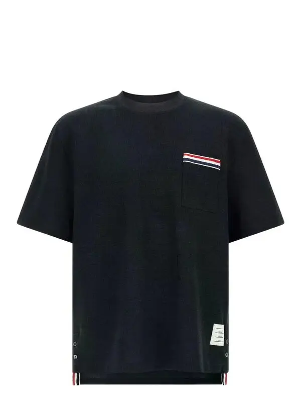Thom Browne Honeycomb Embroidered Pocket T-shirt - Blue