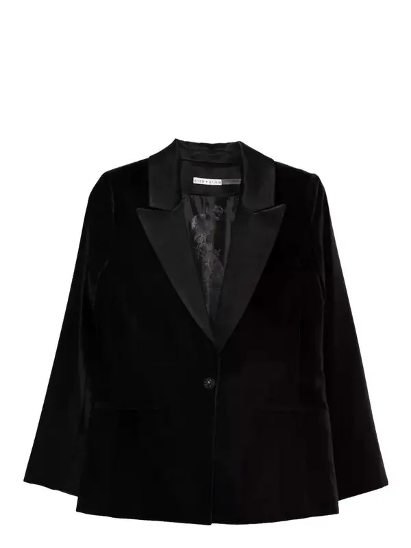 Alice + Olivia Silas Velvet Shawl-collar Blazer - Black