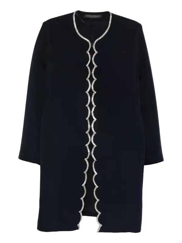 Marina Rinaldi Embellished Scalloped Trim Coat - Blue