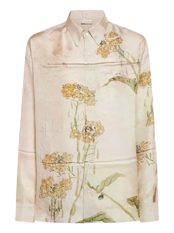 PIERRE-LOUIS MASCIA Floral-print Button-up Shirt - Neutrals