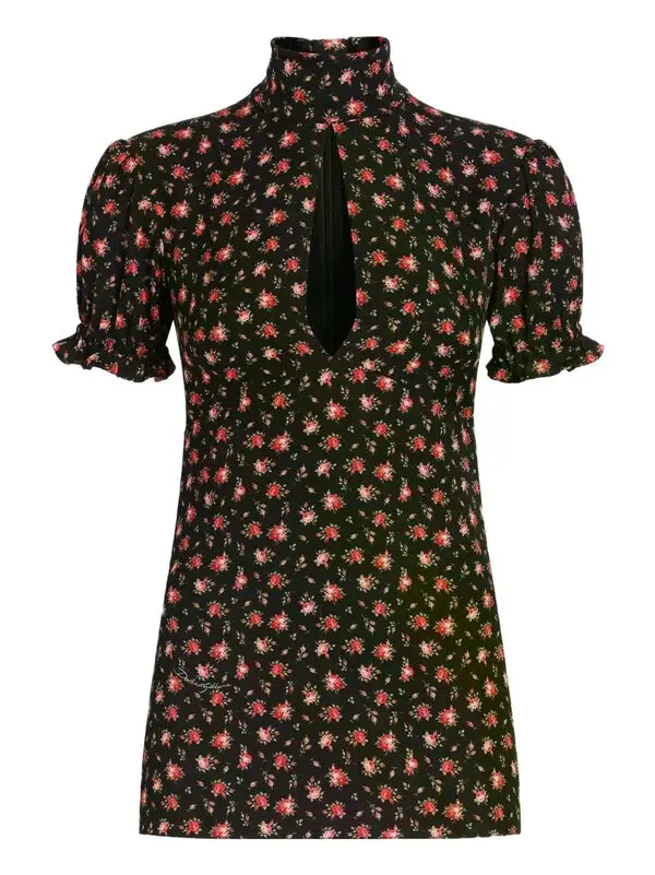 Dolce & Gabbana Floral High-neck Blouse - Black