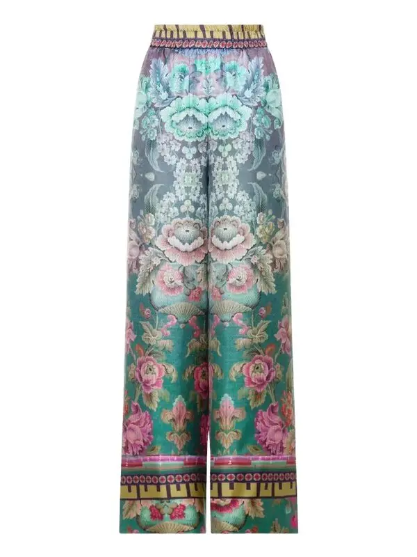 PIERRE-LOUIS MASCIA Floral Wide-leg Trousers - Blue