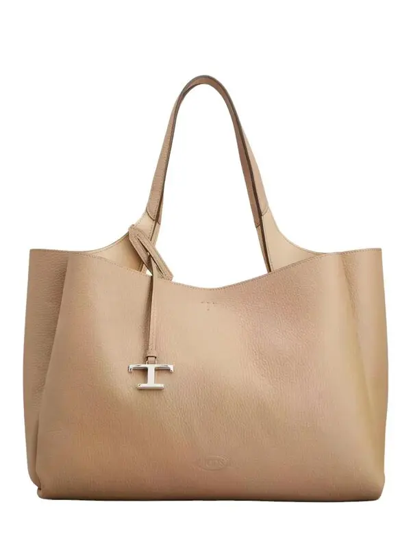 TOD'S Shoulder Bag With Logo Detail - Neutrals