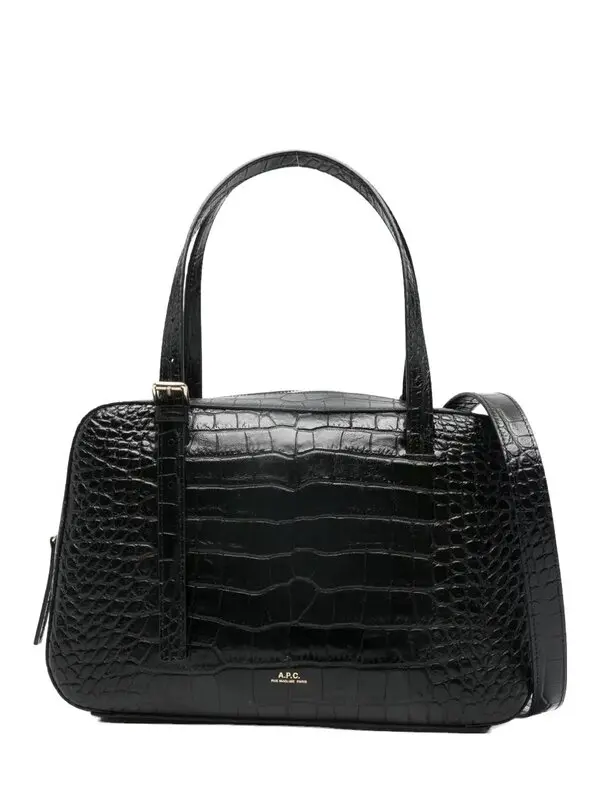 A.p.c. Embossed Top Handle Tote - Black