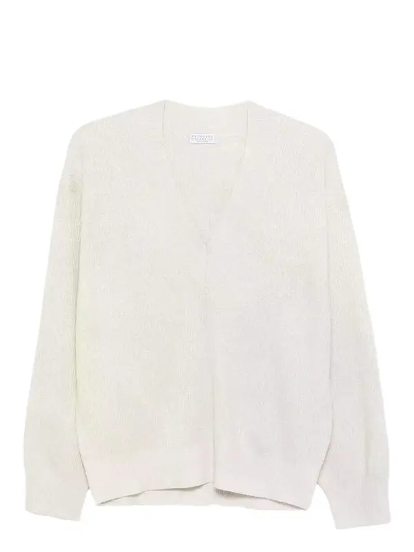 Brunello Cucinelli V-neck Long-sleeve Sweater - Neutrals