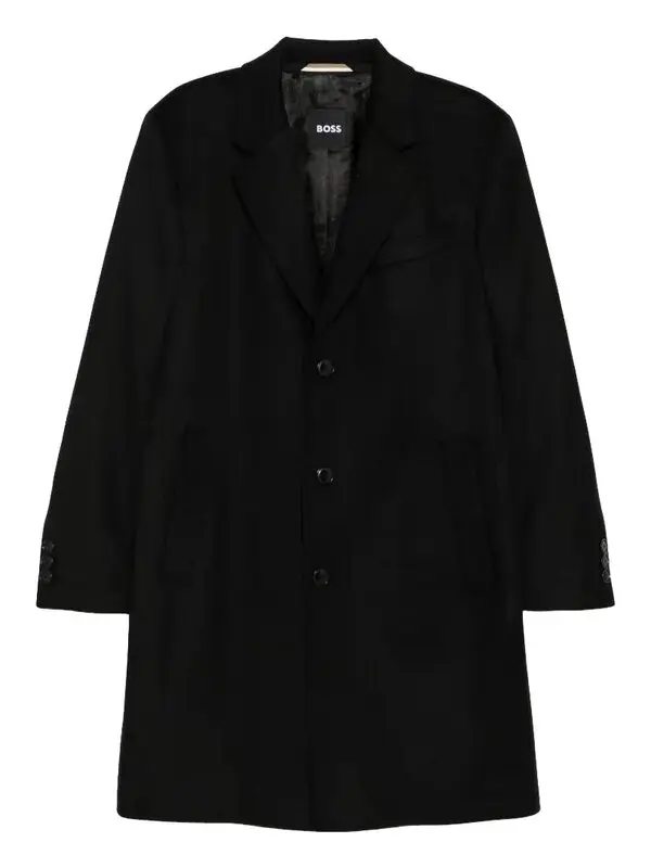 BOSS Single-breasted Coat - Black