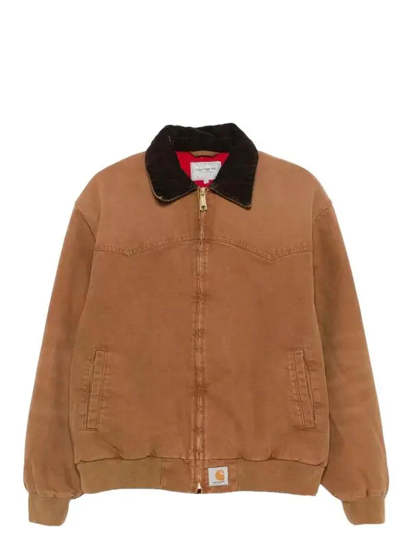 Carhartt Work In Progress Zip Up Jacket With Corduroy Collar - Brown