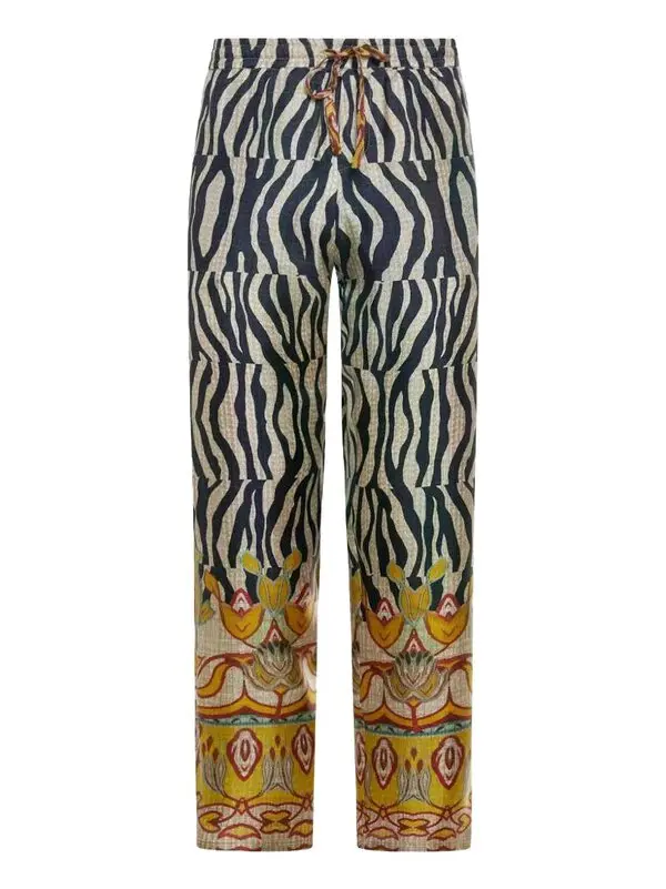 PIERRE-LOUIS MASCIA Aloe Zebra-print Trousers - Neutrals