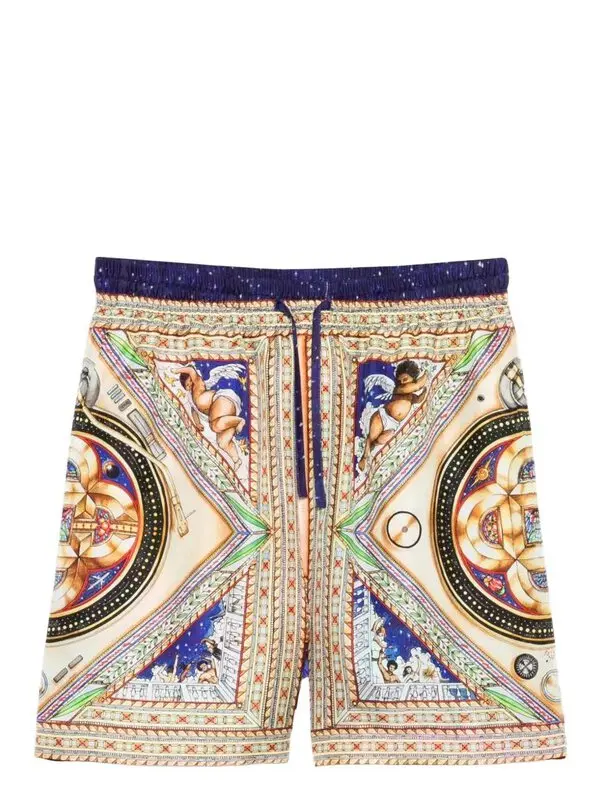 Casablanca Patterned Drawstring Shorts - Neutrals