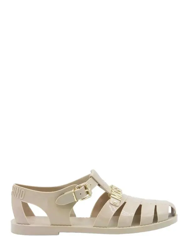 Moschino Logo Buckle Sandals - Neutrals