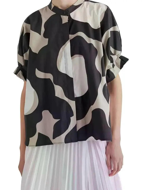 MEIMEIJ Abstract Print Blouse - Black