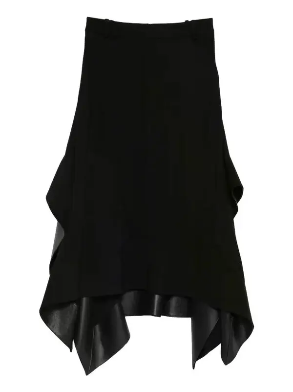 Loewe Midi Skirt With Leather Details - Black