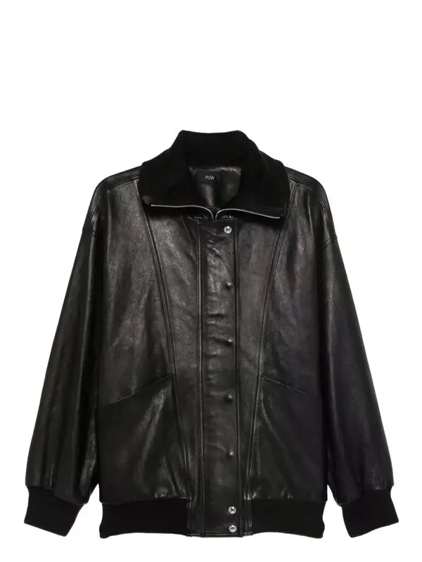 R2W Leather Bomber Jacket - Black