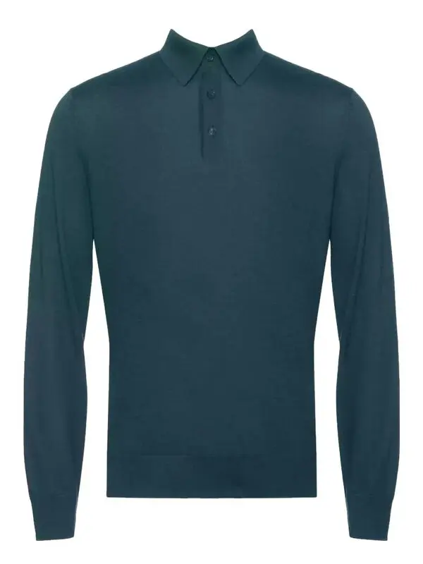 Zegna Buttoned Knitted Polo Shirt - Blue