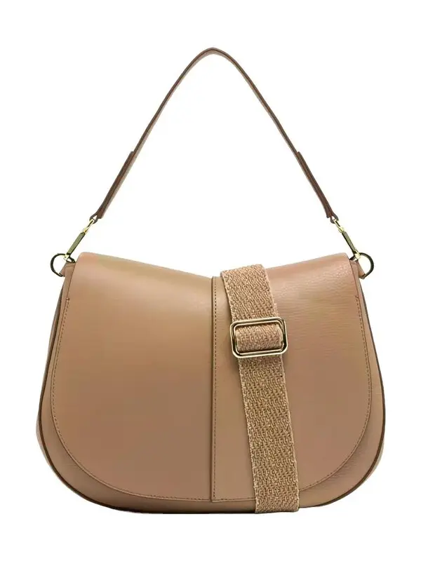 GIANNI CHIARINI Helena Round Flap Shoulder Bag - Neutrals