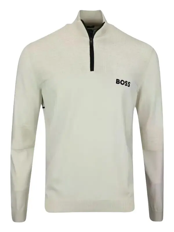 Hugo Boss Textured Zip Sweater - Neutrals