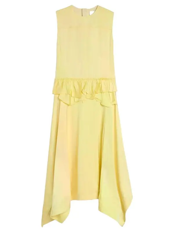 JIL SANDER Ruffle-detail Asymmetrical Dress - Yellow