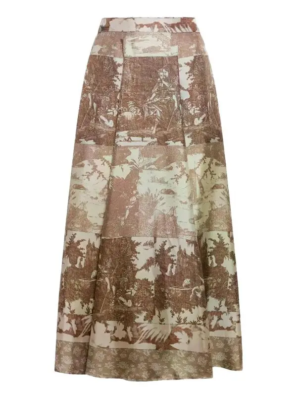 PIERRE-LOUIS MASCIA A-line Pleated Midi Skirt - Brown