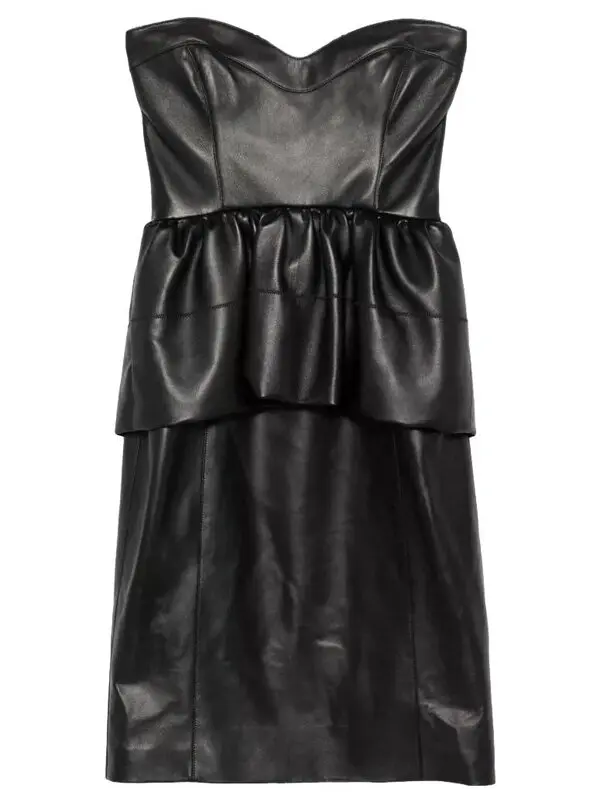 Fendi Strapless Peplum Midi Dress - Black