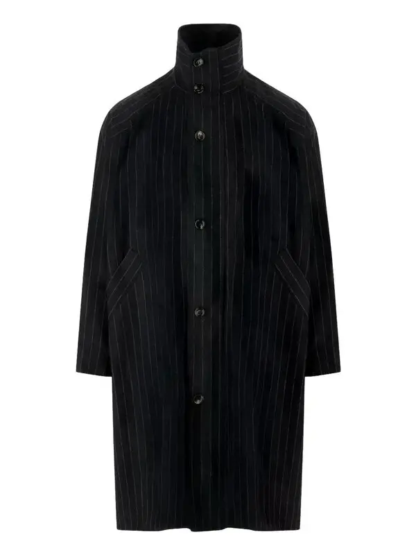 Giorgio Armani Striped High-neck Coat - Grey