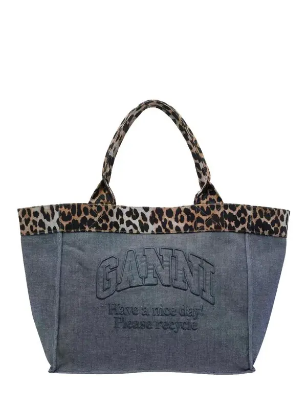 GANNI Logo Tote Bag - Blue