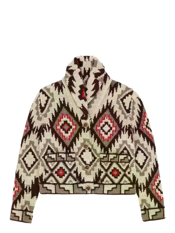 FORTELA Lydie Geometric-pattern Cardigan - Neutrals