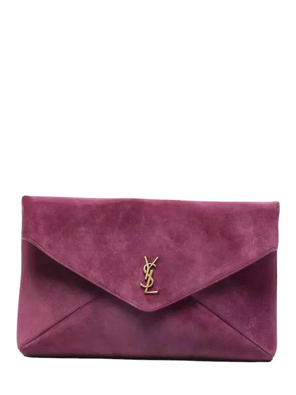 Saint Laurent Logo-plaque Clutch Bag - Purple
