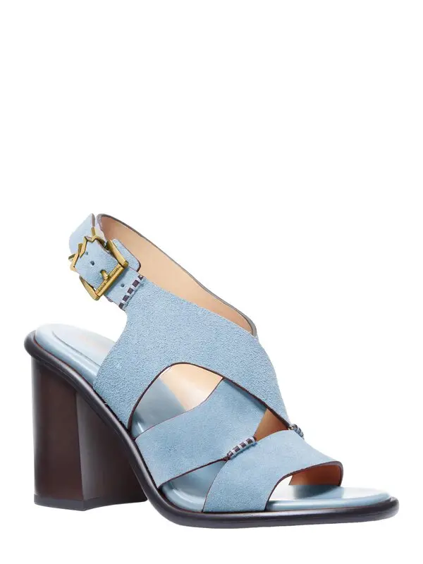 Michael Kors Raven Suede Block Heel Sandal - Blue