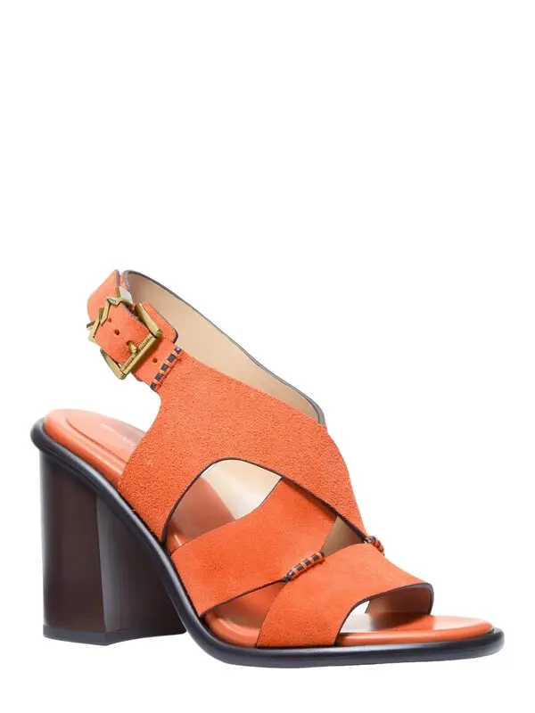 Michael Kors Raven Suede Block Heel Sandal - Orange