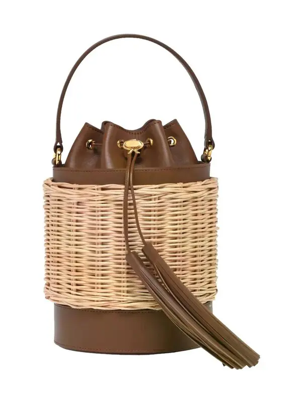 GIANVITO ROSSI Tassel Wicker Siënna Bucket Bag - Brown
