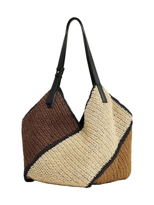 REISS Farrah Raffia-effect Tote Bag - Tan