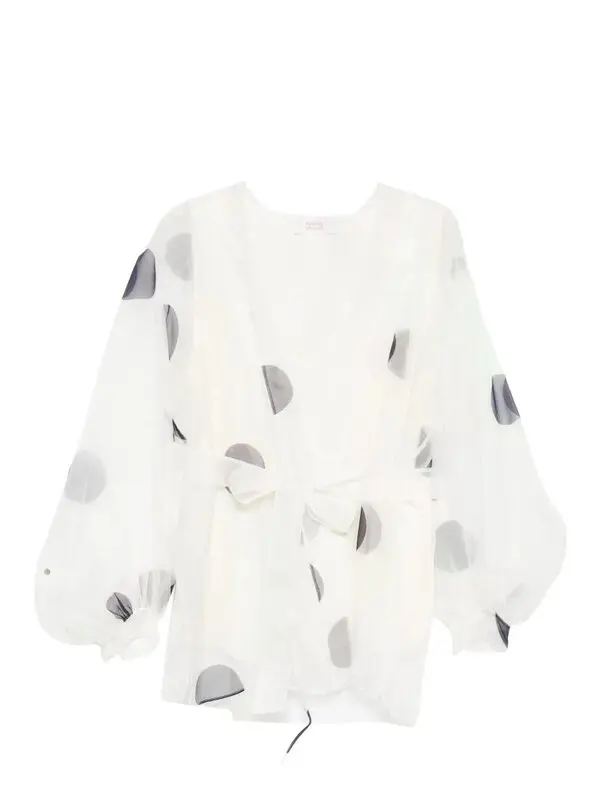 Marina Rinaldi Polka Dot Long Sleeve Shirt - White