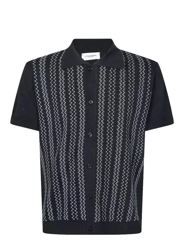 PAOLO PECORA Patterned Bowling Cardigan - Black