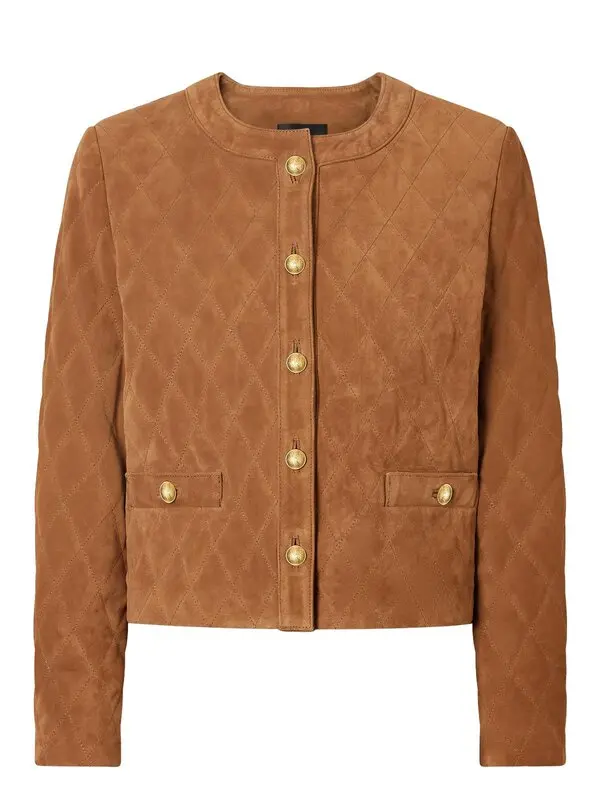 NILI LOTAN Amy Quilted Suede Jacket - Brown