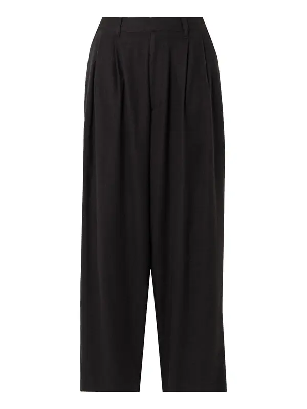SSSTEIN Pleated Silk-blend Flannel Wide-leg Trousers - Gray