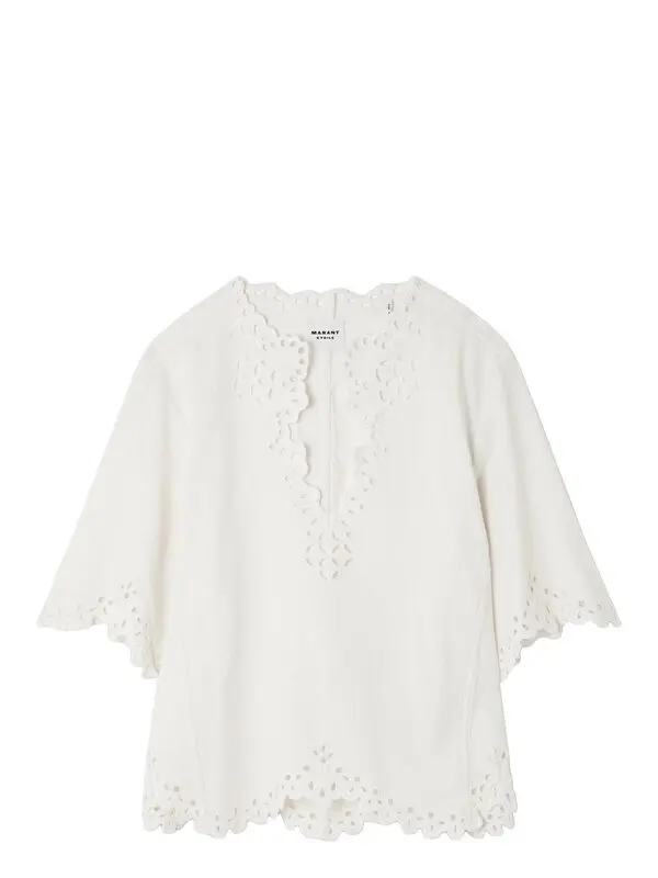 MARANT ETOILE Shana Scalloped Broderie Anglaise Blouse - White