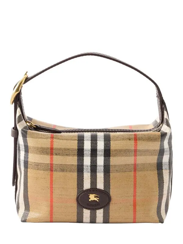 Burberry Leather-trimmed Checked Coated-canvas Shoulder Bag - Neutrals