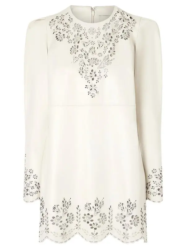 Isabel Marant Nala Laser-cut Leather Mini Dress - Ivory