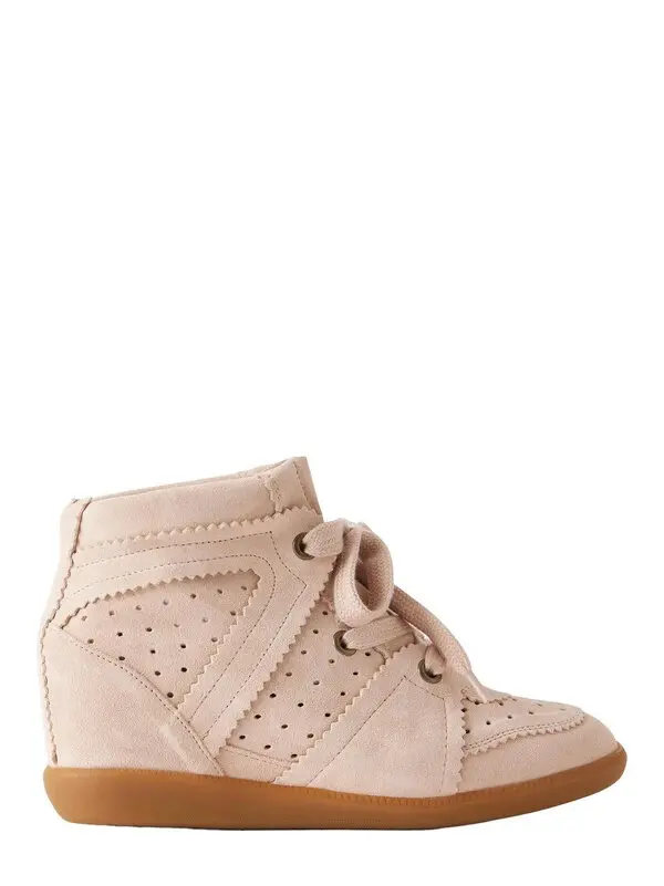 Isabel Marant Bobby Suede Wedge Sneakers - Pink