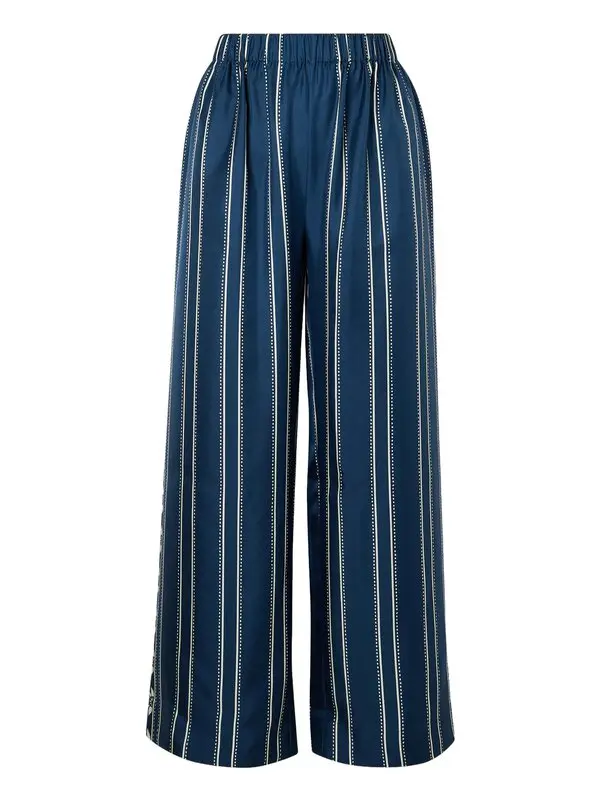 ERES Oolong Striped Silk-voile Straight-leg Pants - Blue